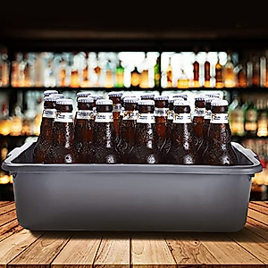 Plastic Commercial Bus Box/Utility Box 13L with lid, Grey Wash Basin Tote Box, Lidded Food Service Bus Tub, 3-Pack