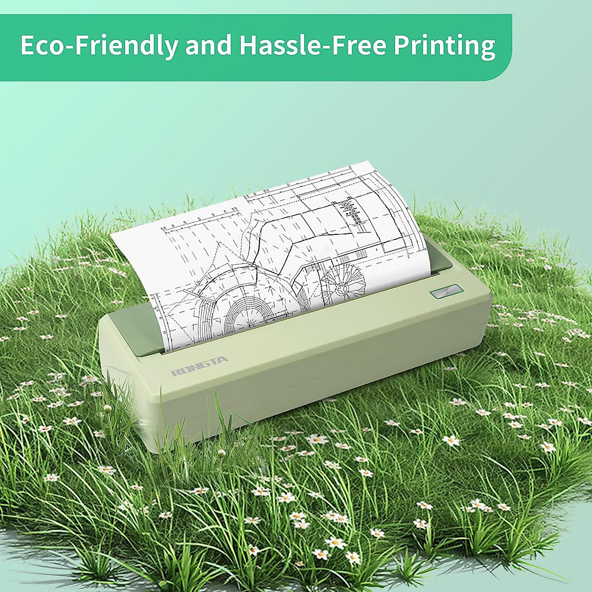 Portable Printer Wireless for Travel, Inkless Printer Support 8.5" X 11" US Letter &Legal, A4&A5 Thermal Paper, Wireless Printer Compatible with Android/iOS & Laptop for Home Use (Avocado Green)