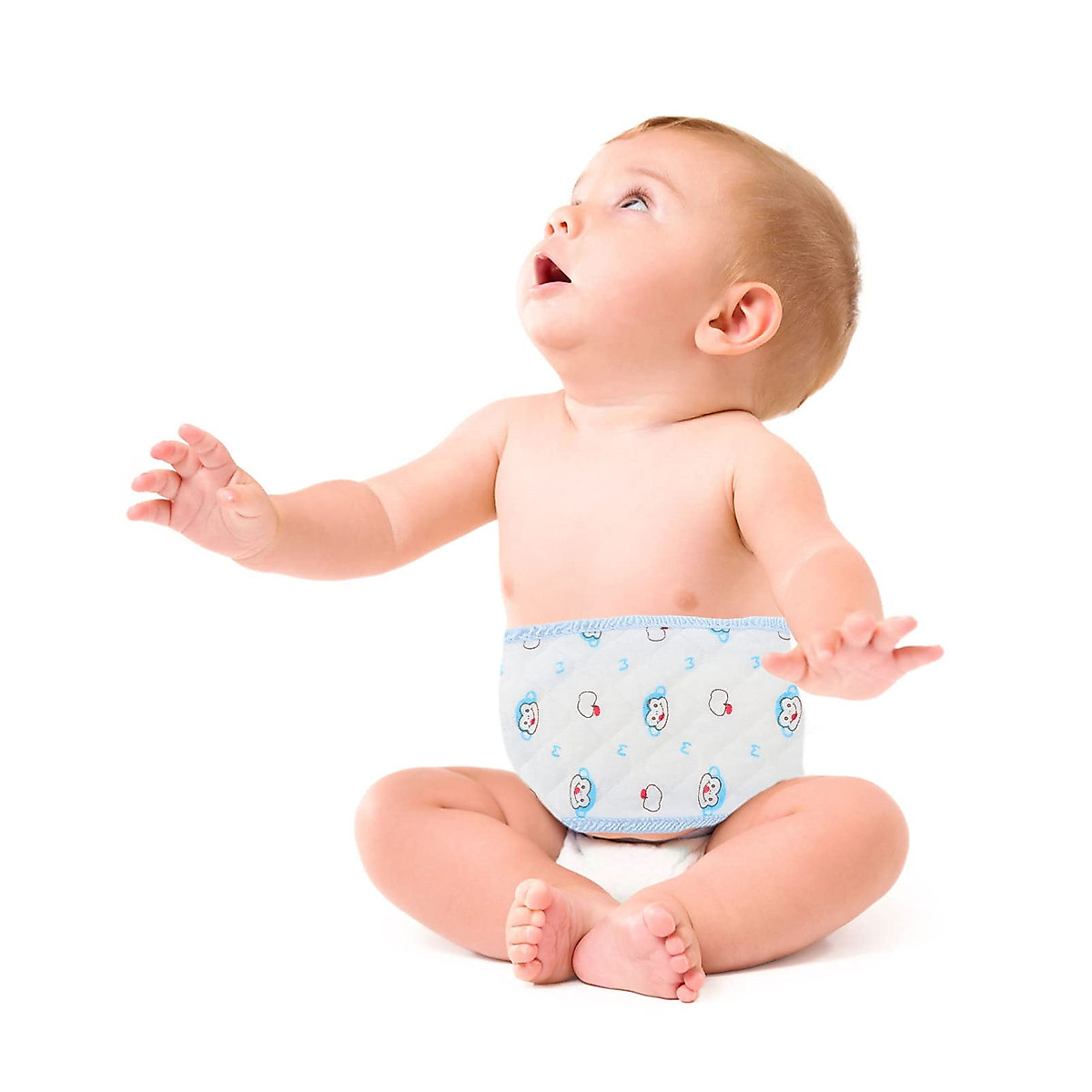 Healifty 3Pcs Baby Umbilical Hernia Belt Baby Belly Button Cord Band Infant Belly Wrap Adjustable Navel Belly Band Sky- Blue