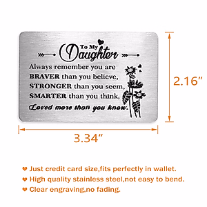 Tawdull Daughter Gifts from Dad Mom Engraved Metal Wallet Inserts Card Inspirational Graduation Gift Daughters Birthday Present Always Remember You Are Braver than You Believe Note Cards