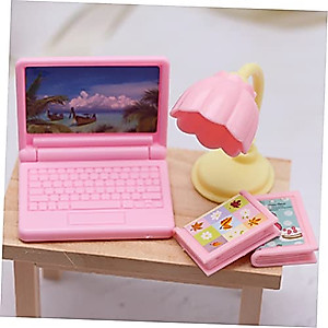 Toyvian Girl Toys 2 Sets Miniature Prop Accessories Sand Mini Girl with for Doll School Gift Supplies Landscape Scence Play Tiny Photo Stationery Notebooks Food Laptop of Stuff Model Kids Toys