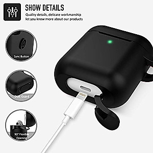 2Pack Coffea Protective Silicone Case with Keychain for Apple AirPods 2 (Black/Green)