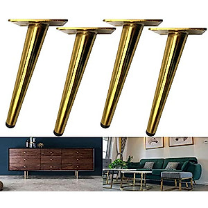 Bikani Golden Sofa Legs Round Solid Metal Furniture Legs Sofa Replacement Legs Perfect for Mid-Century Modern/Great IKEA hack for Sofa, Couch, Bed, Coffee Table (Golden Color, 5 Inches,Set of 4)