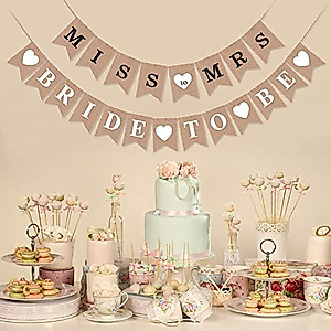 ANYI16 Bride to Be Banner & Miss to Mrs Banner ,2 Pieces Burlap Banner Bridal Shower Banner Rustic Bunting Garland for Party Decorations Supplie