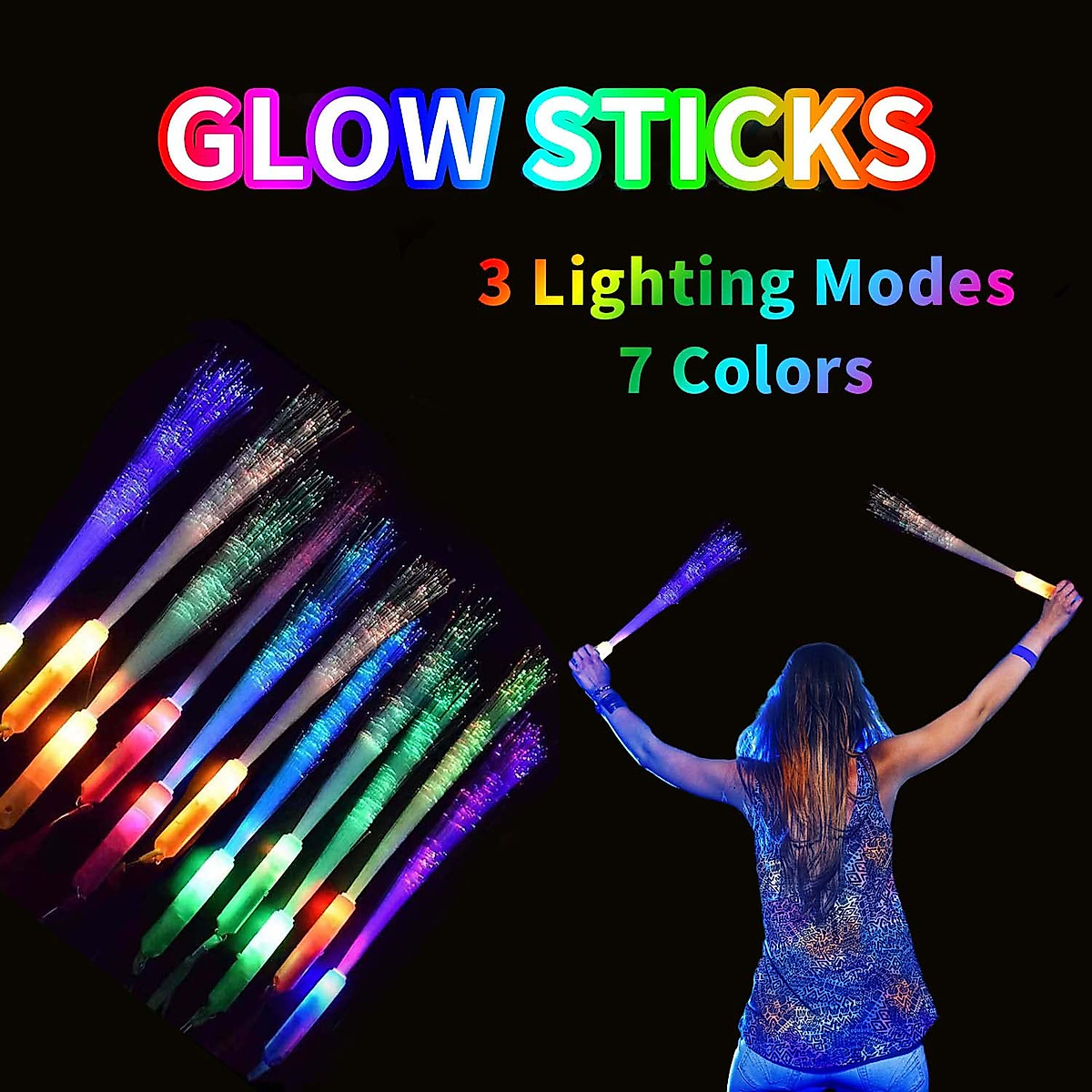 Glow In The Dark Party Supplies - 48 Pcs Light Up Toys For Adult Kids With 10 Finger Light,5 LED Glasses,20 Glow Sticks Bracelets,8 Glow Sticks ,5Headbands Fit Birthday New Year Eve Christmas