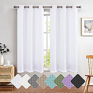 jinchan White Curtains for Bedroom Privacy Waffle-Weave Textured Curtain Panels for Living Room Grommet Top Light Filtering Window Curtains 54 Inch Length 2 Panels