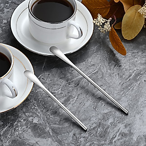 6.2Inch/15.8cm Coffee Stirrers Spoon,Silver Stainless Steel 304# Coffee Stir Sticks,Round Solid Handle Cocktail Beverage Iced Tea Stirring Stick,Drink Mixing Spoon,Set of 4