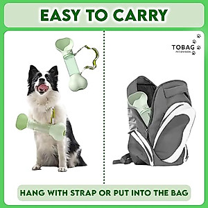 Dog Water Bottle Portable - Leak Proof Dog Travel Water Bottle for Outdoor Walking and Hiking - Dog Water Bottle Dispenser with Two Poop Bags - Green Water Bottle for Dogs with Bowl (10oz)