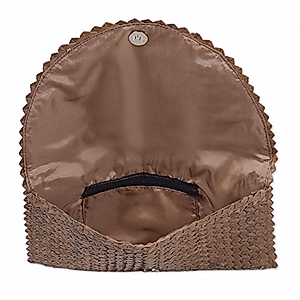 NOVICA Handmade Trance in Brown - Brown Palm Leaf Clutch Handbag, Polyester Lining and One Zip Pocket, Clutch Bag For Women Woven Purse Summer Beach, Christmas Gifts for Women