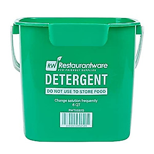 RW Clean 6 Quart Cleaning Buckets, 10 Detergent Square Buckets - With Measurements, Built-In Spout And Handle, Green Plastic Utility Buckets, For Home Or Commercial Use, - Restaurantware