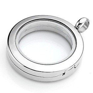 Jovivi 30mm Living Floating Memory Glass Locket Necklace - Stainless Steel Round Crystals Buckle Closure