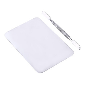 Mixing Palette Small Stainless Steel Makeup Palette Rec Shape Mixing Plate Tools with Spatula Nail Art Palette for Blending Cosmetic Shades