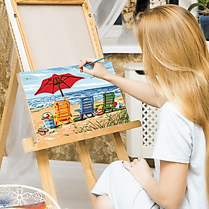 Ginkko Paint by Numbers Art Craft Kit for Adults, Beach Themed, Framed Canvas 9x12 inch, Non-Toxic Acrylic Paints, Professional Brushes, Unique Gift