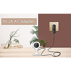 (2 Pack) 5V 2A Power Supply Adapter, BOLWEO AC 100-240V to DC 5V 1A Adaptor Cord Compatible with Baby Monitor,TV Box, Speaker, Camera,Audio/Video, 5V Router, DC Jack Barrel 5.5mmx2.1mm