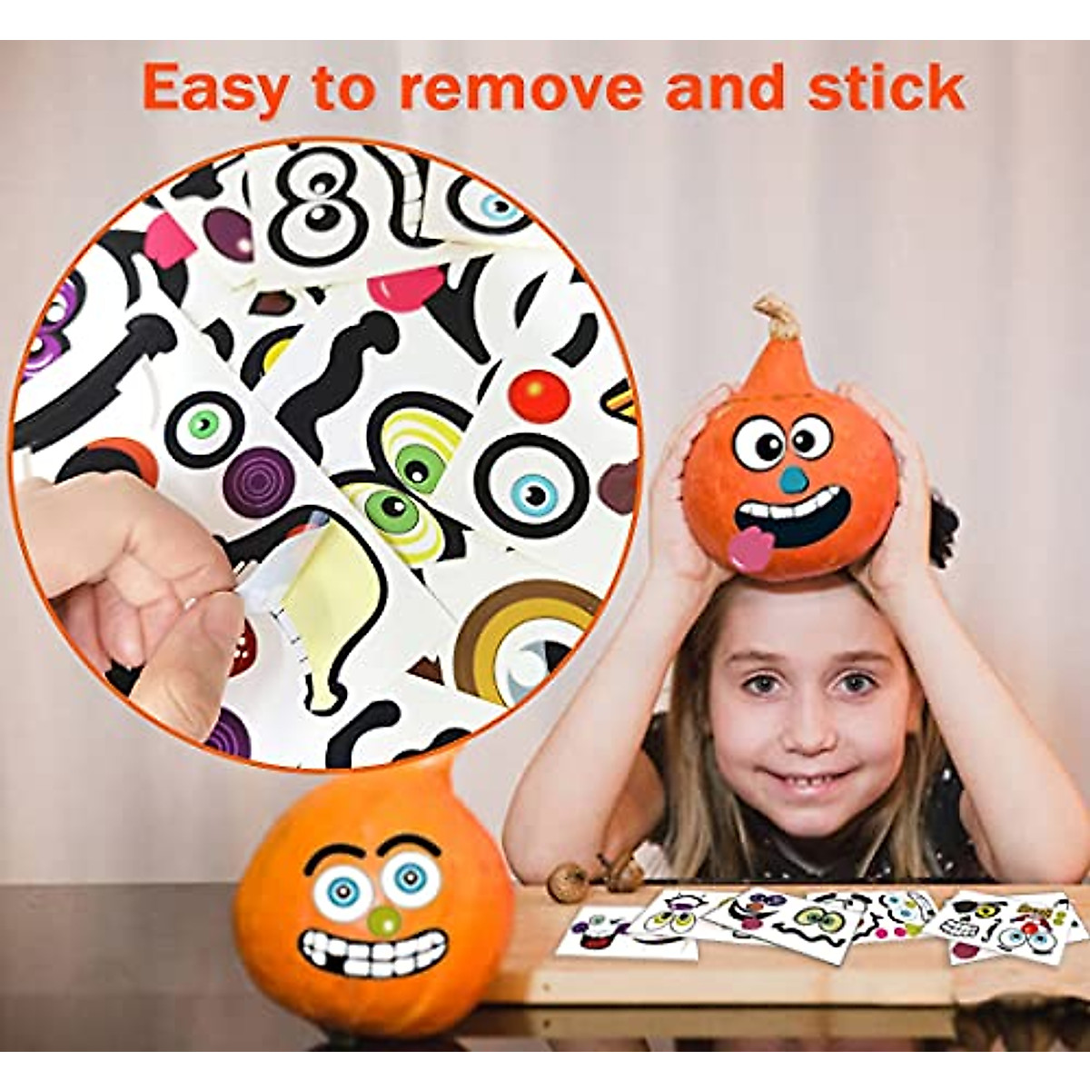 36 Pack Halloween Pumpkin Decorating Stickers Mini Make 36 Small Pumpkin Face Stickers for Halloween Kids Toddlers Party Favors Halloween Treats Stickers Gifts 18 Sheets