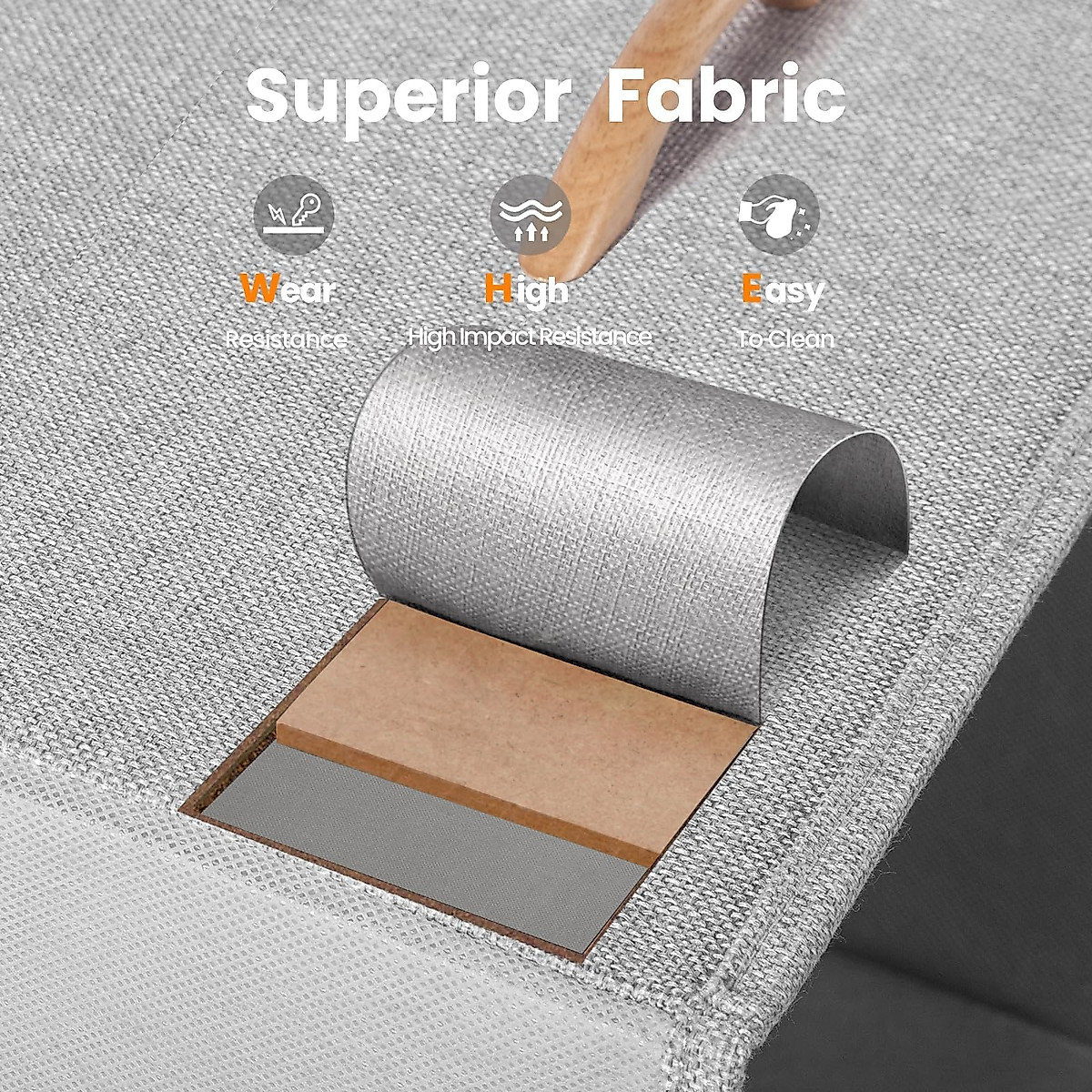 ROMOON Dresser for Bedroom, 3 Chest of Drawers, Fabric Nightstand with Organizer Storage Drawers, Small Closet Dresser for Bedroom, Closet, Entryway, Hallway, Nursery Room (Grey)