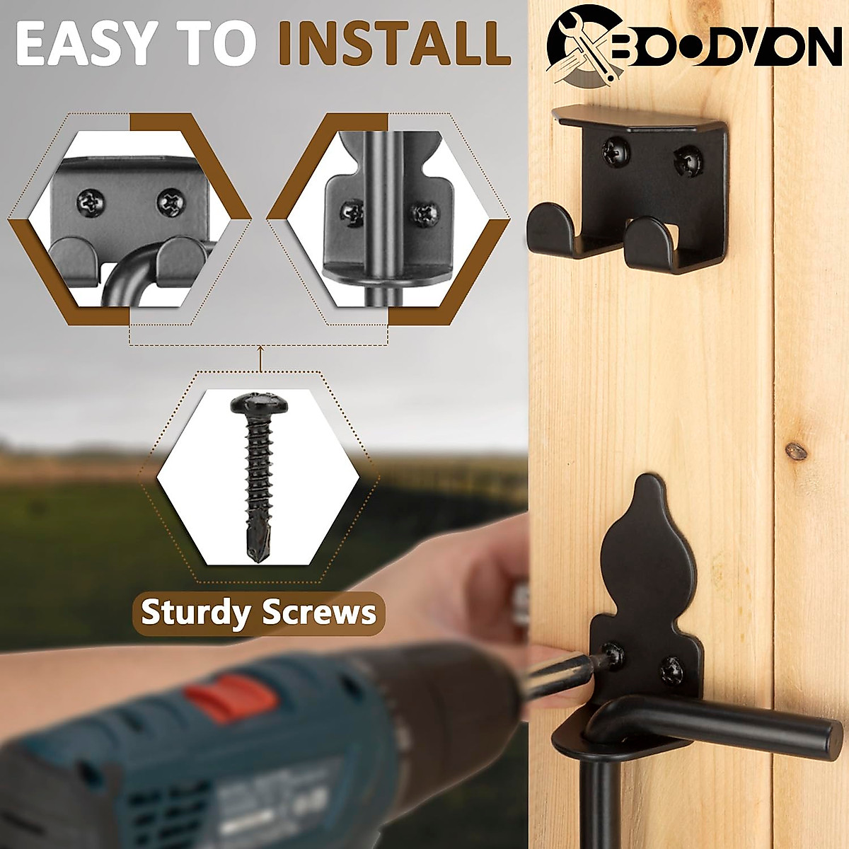 18 Inch Cane Bolt Gate Drop Rod Heavy Duty Gate Hardware, Gate Ground Latch for Wooden Fences, Metal Gates Doors Stopper for Gate Ground, Wrought Iron Gate Latches, Black Finish(1 Pack)