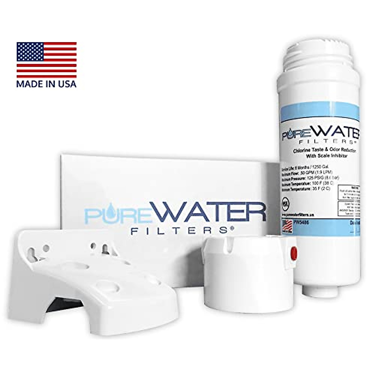 Water Filter Kit Compatible with Keurig B150, K150, B155, K155, K2500, K3000, B3000, B3000SE, K3500, K4000 (Filter, Housing Head, Mounting Bracket with Screws) by PureWater Filters