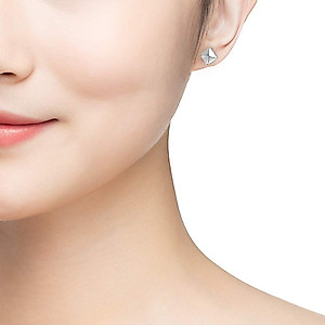 SILVER EMPIRE Fine Jewelry | 925 Sterling Silver 3D Pyramid Earrings for Women | Fashion Stud Earring | Durable & Lightweight | E Coat Finish for Tarnish Resistance | Post Back | Hypoallergenic