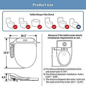KERDE P30L Electric Bidet Toilet Seat,Bidets For Existing Toilets,Rlongated,One-click Intelligent Operation, Warm Water Cleaning,Slow Close,Seat Cushion Keep Constant Temperature In Winter