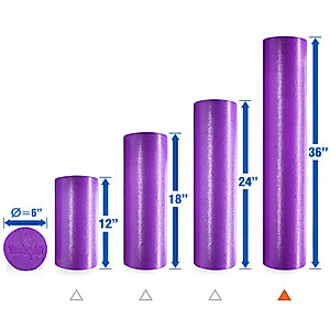 Yes4All Premium Soft-Density Round PE Foam Roller for Pilates, Yoga, Stretching, Balance & Core Exercises - 18 inch Purple