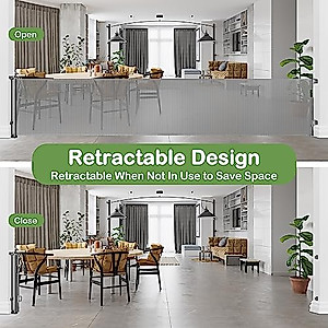 200 Inch Retractable Baby Gates Extra Wide Retractable Dog Gate for Super Wide Openings Indoor Extra Wide Baby Gate Outdoor Retractable Gates for Dogs Baby Fence Play Area Garage Gate Deck Gate, Gray