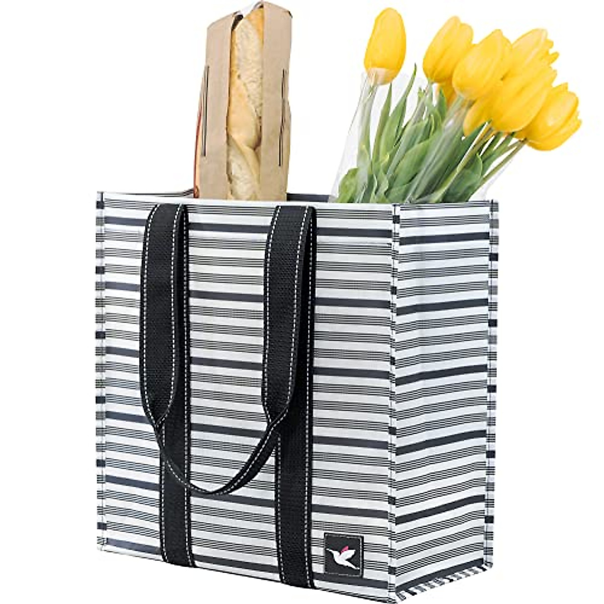 Stola Market Tote – Water Resistant, Wipe Clean Collapsible Tote Bag – Food Grade Grocery Bag – Ideal for Picnics, Outdoor Concerts, Leisure or Work,Indigo Banding