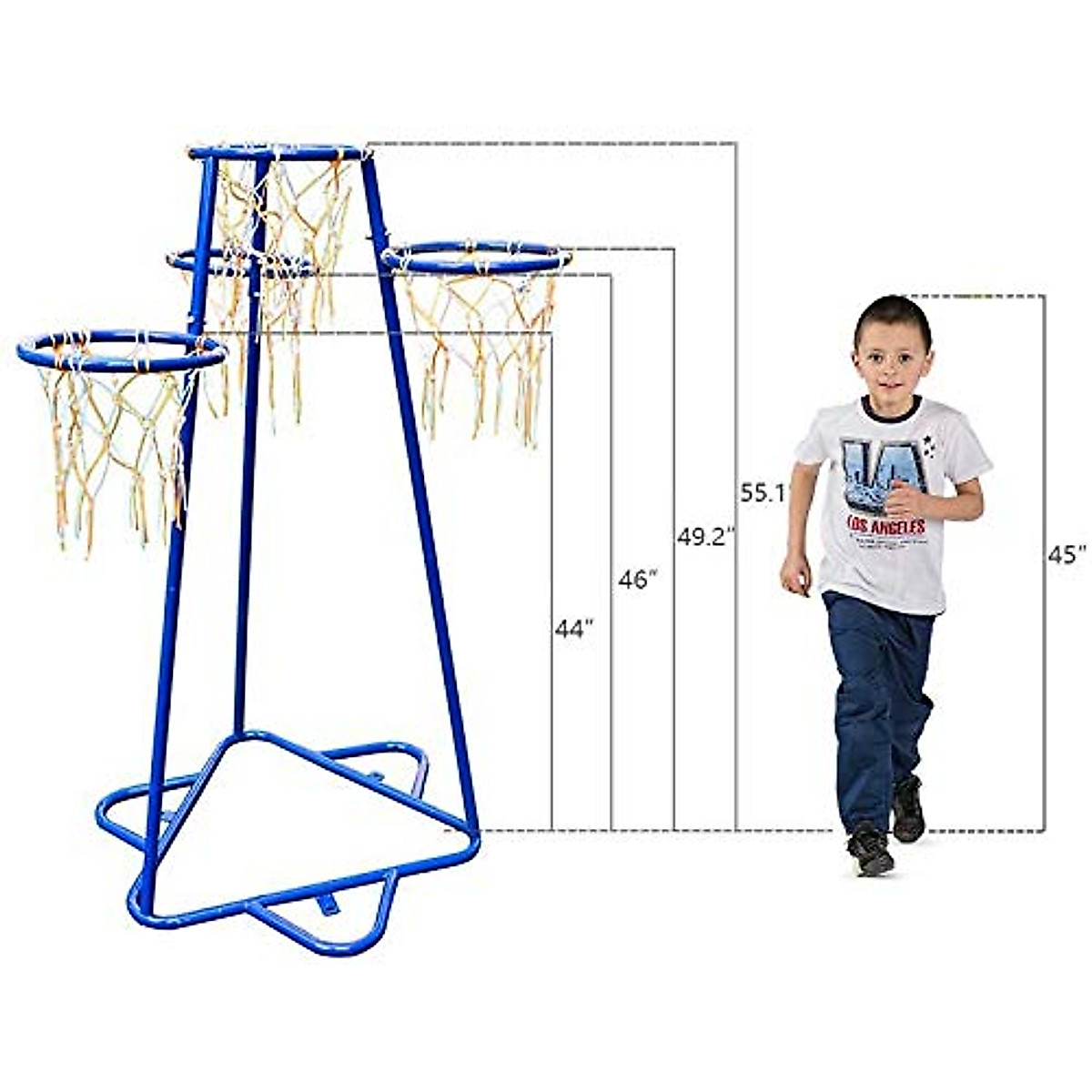 Desllrainy Kids Basketball Hoop Portable Basketball Stand with 4 Hoops at Varying Heights and 3 Balls Toy Set for Age 3 Years and Up for Toddlers Indoor and Outdoor Sport Games