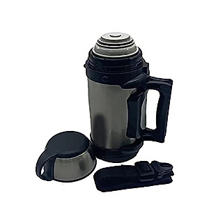 Thermos with Handle Hidden Strap Stanley Classic Silver Vacuum Insulated Wide Mouth Bottle-1.2L Capacity