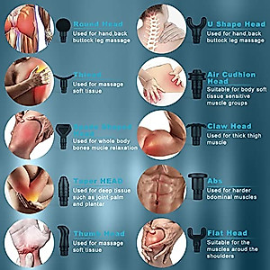 Massage Gun Deep Tissue, Muscle Percussion Back Neck Head Handheld Hammer Massager for Athletes, 30 Speed Level, LED Touch Screen, Long Battery Life with 10 Heads