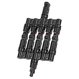 Jtron 5 to 1 Solar Branch Connectors 5 Way Branch DIY Mount Tool Branch Y Connector in Pair MMF+FFM for Parallel Connection Between Solar Panels (5)