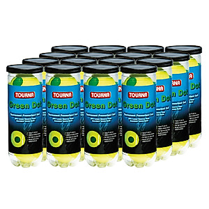 TOURNA 12 Pack Pressurized Green Dot Tennis Balls in a Pressurized Can, USTA Approved