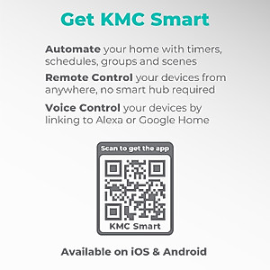 KMC Smart Tap Mini, 4-Outlet Wall Mounted Multiple Smart Plug Adapter, 3 Independently Controlled Wi-Fi Smart Outlets & 1 Always-On Outlet, No Hub Required, Alexa & Google Home Compatible