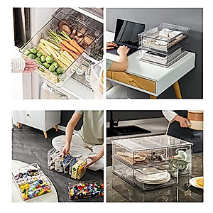 YouLike 1pack Stackable Refrigerator Organizer Bins with Pull-Out Drawer， Fridge Drawers Containers， Refrigerator, Freezer, Vanity & Fridge Organization and Storage