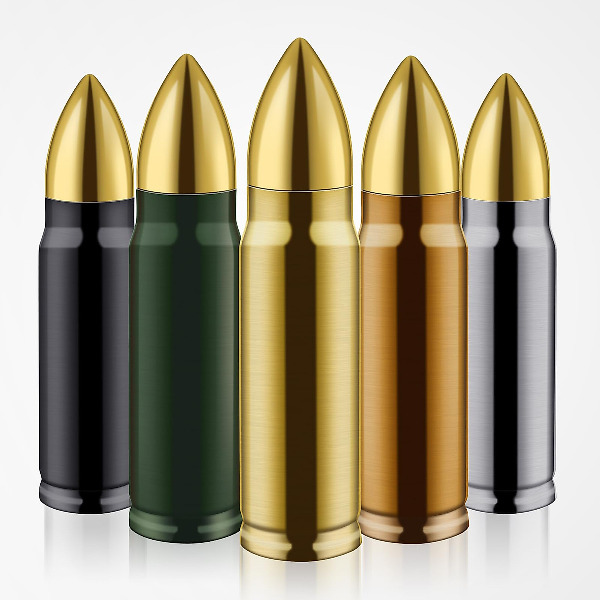 Afranti 304 Stainless Steel Bullet Tumbler Shape Water Bottle 17 oz 500 ml Double Wall Vacuum Insulated Thermos Coffee Mug Insulated Flask Cup for Hiking Traveling