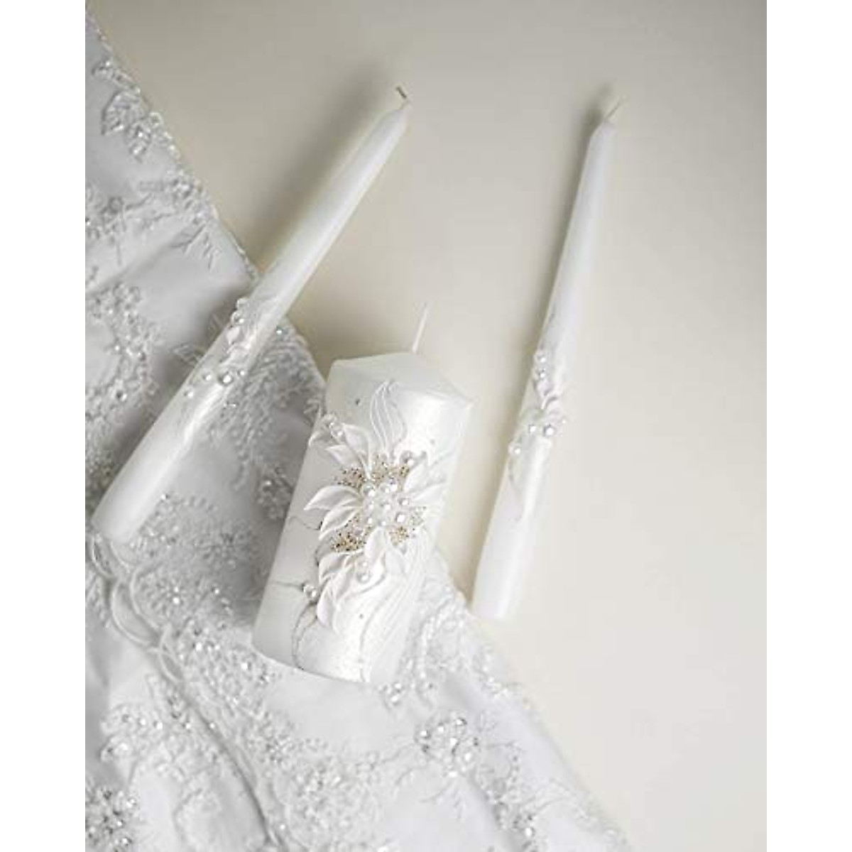 Magik Life Unity Candle Set for Wedding - Wedding Accessories for Reception and Ceremony - Candle Sets - 6 Inch Pillar and 2 10 Inch Tapers - Decorative Pillars White