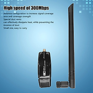Zyyini WiFi Adapter Card Receiver, 300Mbps USB2.0 W60 5DB RTL8192EU Portable WiFi Adapter Card with Antenna,for Android, for Linux, for Windows XP, for Win7, for Win8, for Win10 Systems