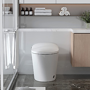 HOROW Heated Toilet, Upmarket Compact Toilet, One Piece Smart Toilet with Heating Seat, Small Tankless Toilet with Blackout Flush, Soft Close Cover, 25.6(L) x 15.6(W) x 19.8(H)