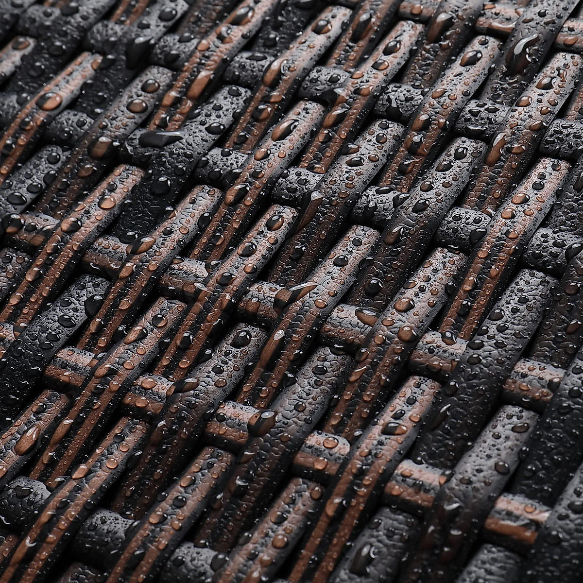 Henf 24-Gallon Outdoor Rattan Trash Can Wicker Waste Basket with Lid, Corner Wastebasket Trash Bin w/Sturdy Metal Frame for Poolside Backyard Patio Kitchen