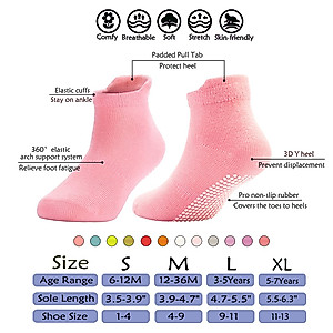 Dicry Toddler Non-Slip Ankle Socks Baby Anti-skid Grips Socks for Infant Kids (1-3T, Girls Colorful 12 Pairs)