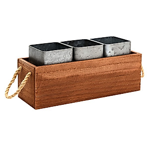 Farmhouse Galvanized Utensil Holder with 3 Compartments (12.6 x 4.5 x 5.3 In)
