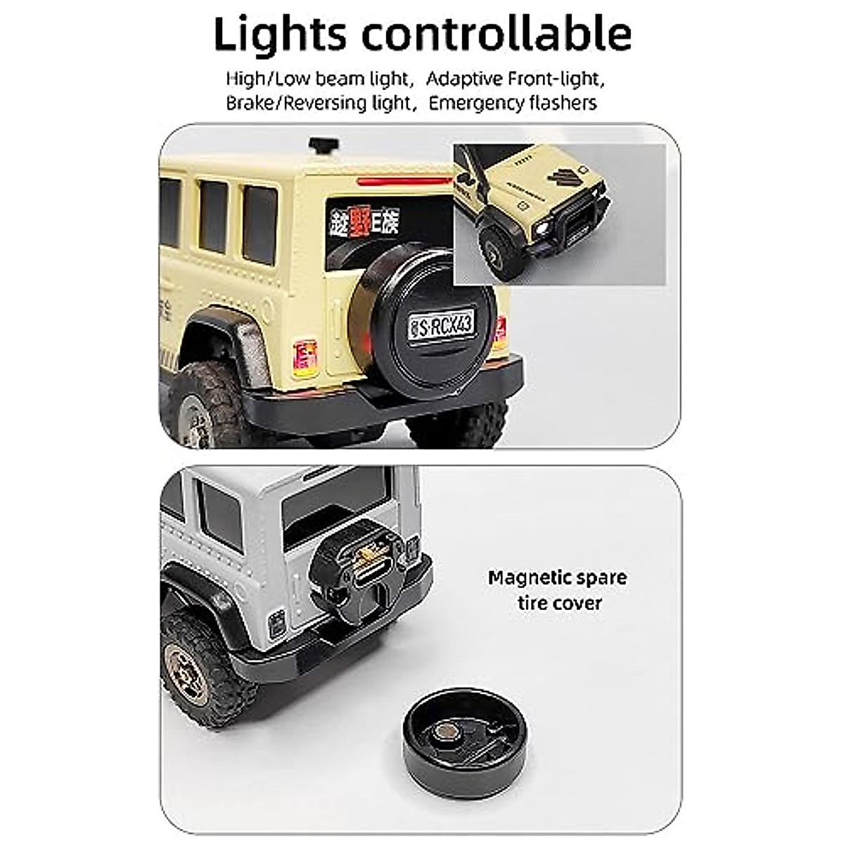 LDARC X43 Crawler RC Car 1:43 Full Scale Simulation RC Off-Road Vehicle 4WD Mini Climbing Toy with Remote Control (RTR Desert Yellow)