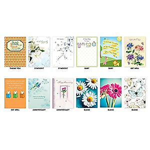 Designer Greetings All Occasion Greeting Card Assortment (24 Cards with Envelopes in a Keepsake, Floral Organizer Box) – Birthday, Thank You, New Baby, Anniversary, Sympathy, Get Well, Blank