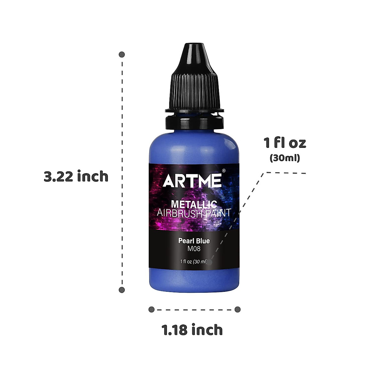 ARTME Airbrush Paint, 12 Metallic Colors Airbrush Paint Set Opaque & Water Based Acrylic Metallic Airbrush Paint, Ready to Spray, Leather & Shoe Airbrush Paint Kit for Artists, Beginners, and Students