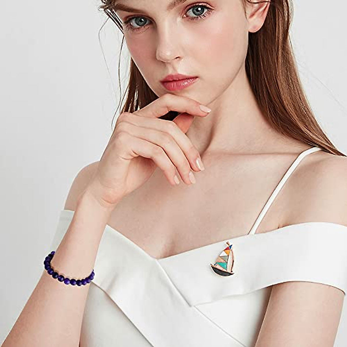 SAILIMUE 10/12Pcs Gorgeous Semi-Precious Gemstones Bracelets for Women Men 8mm/6mm Natural Stone Beaded Bracelets Tiger Eye Lava Rock Healing Crystal Stretch bead bracelet Unisex