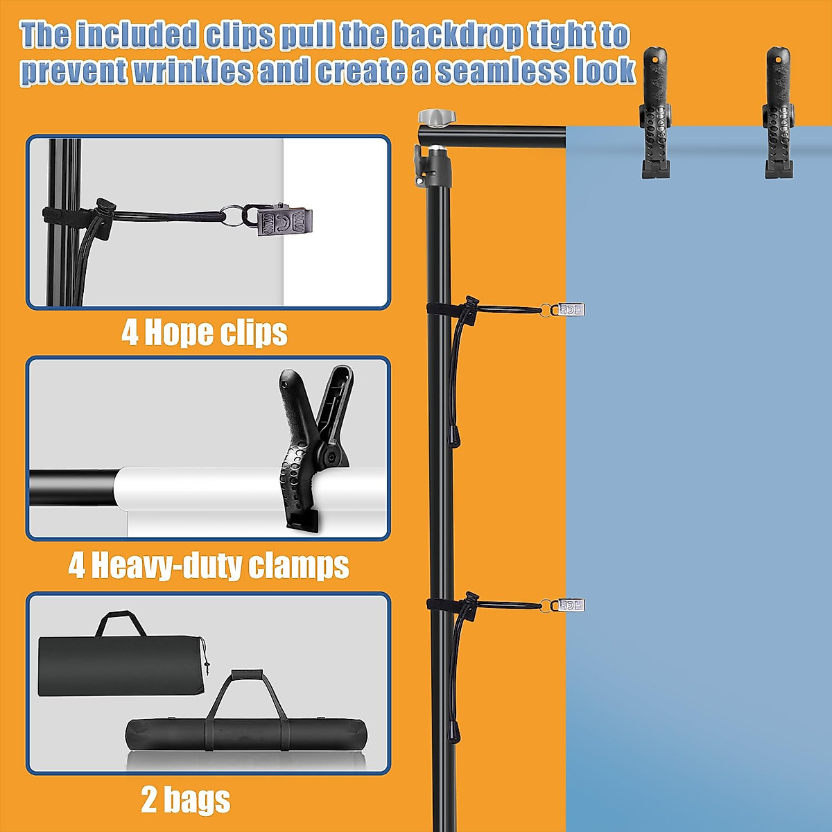 Versatile Heavy Duty Backdrop Stand, with Wheels, 10 * 7ft Adjustable Photo Background Stand, Banner Backdrop Stand for Parties/Photography/Birthday/Studio