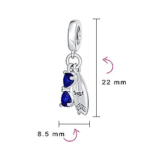 Fun Sports Blue CZ .925 Sterling Silver Dangle Travel Beach Vacation Sunglasses Skate Surf Board Bead Charm For Women Teen Fits European Charm Bracelet