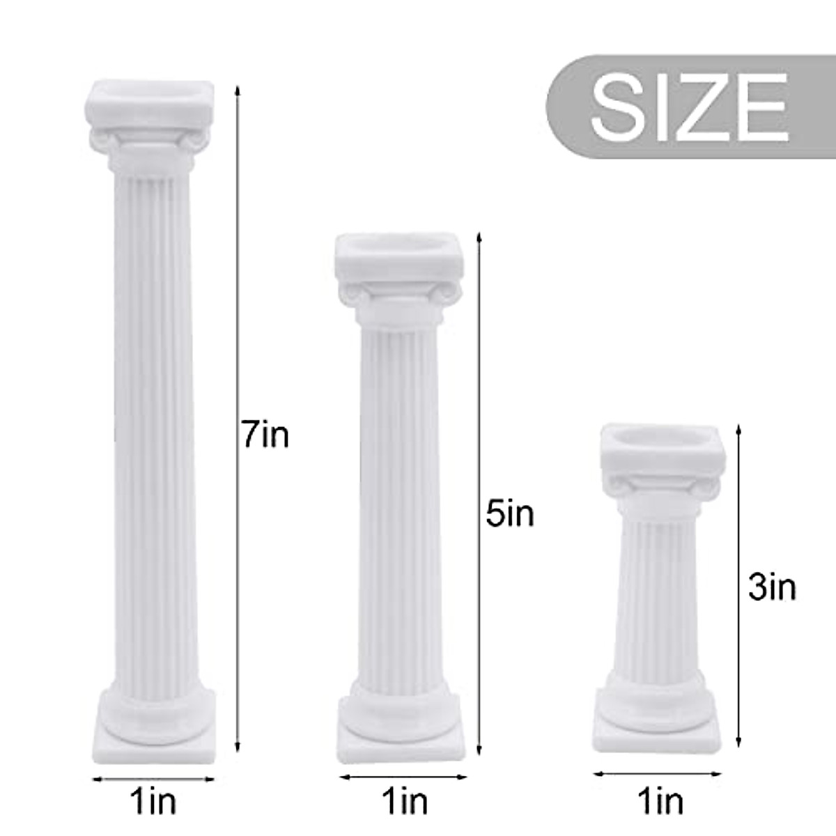 Hooshion 12Pcs 3 Size Roman Column Cake Tiered Stands, Fondant Cakes Tier Separator Support Stand, Multilayer Wedding Cake Decoration Support Tool Sets