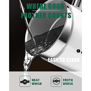 Huogary Milk Frother, Milk Steamer for Milk Foam & Hot Milk(4.5oz/10.5oz), Electric Milk Frother and Warmer for Homemade Coffee, 120V (Black) (white)