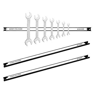 Navaris Set of 3 Magnetic Tool Holder Rack - 24 Inch Heavy Duty Garage Wall Holder Strip for Tools - Tool Bar with Magnet for Screwdriver, Wrench